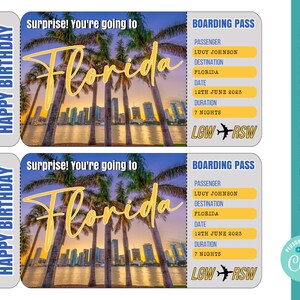 Florida Boarding Pass Template Trip to Florida Airplane Ticket ...