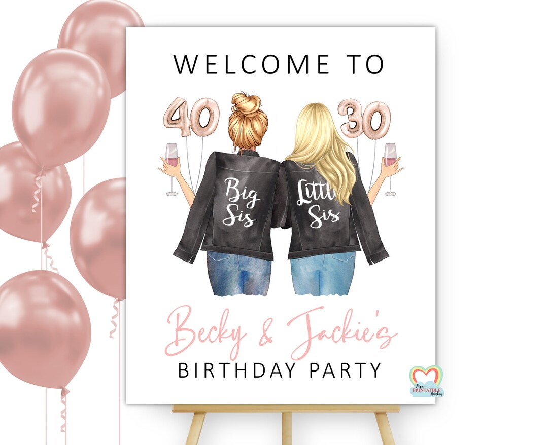 Sister Joint Birthday Party Welcome Sign Printable Welcome to Party ...