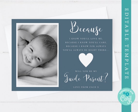 EDITABLE Guide Parent Card Template Navy Guide Parent Card | Etsy