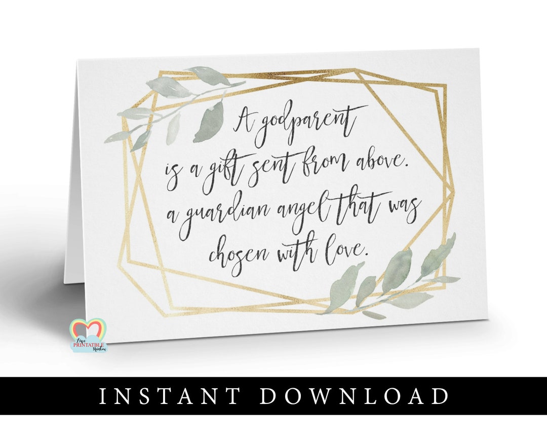 Godparent Poem Card: Gold Greenery Design (digital Download) - Etsy