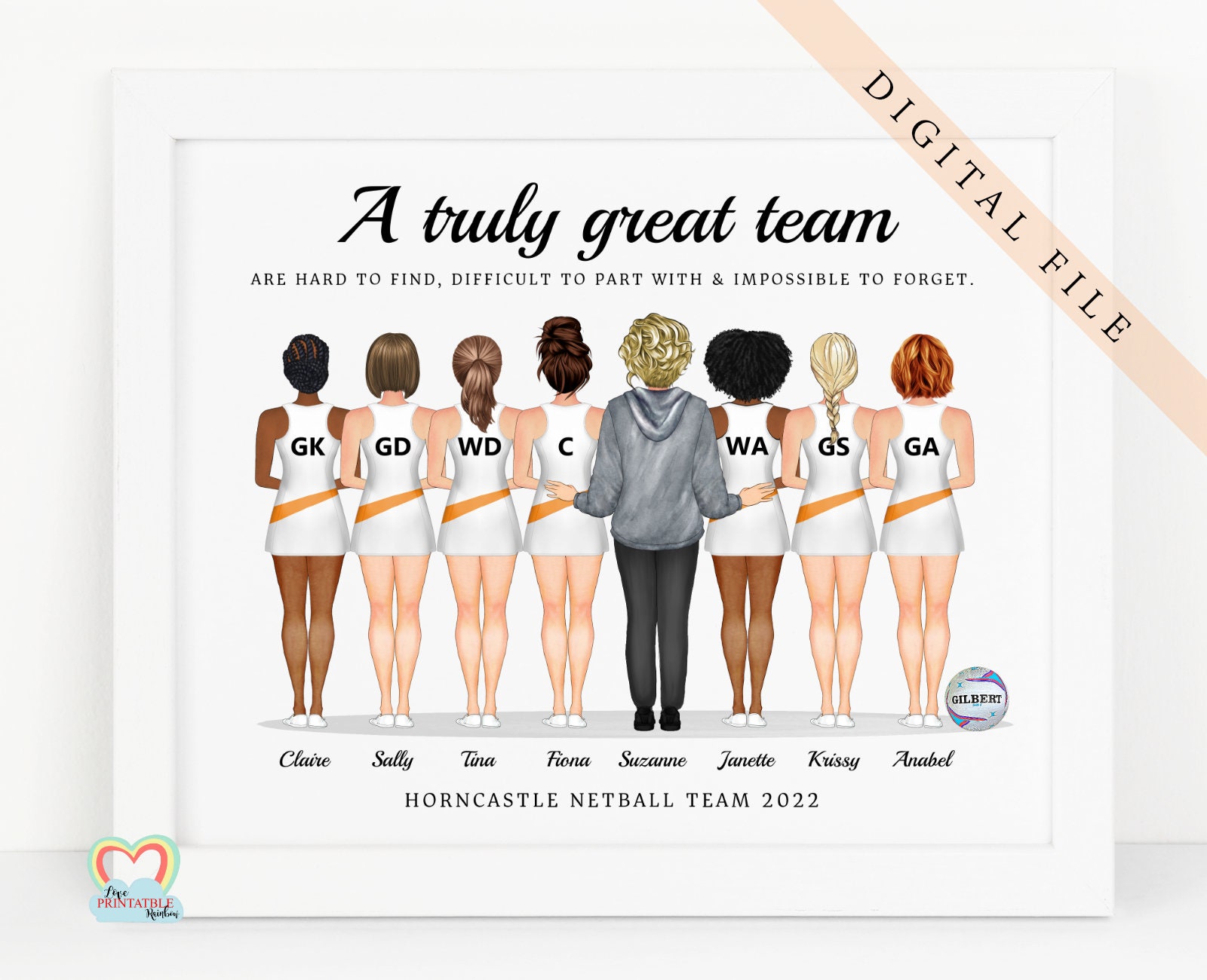 Netball Team Gifts Printable Netball Wall Art Personalised - Etsy Australia