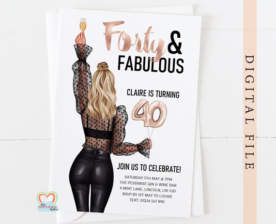 Forty and Fabulous Personalised 40th Birthday Invitation - Etsy