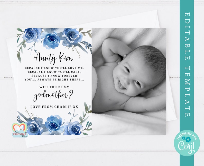 Editable Godmother Card Will You Be My Godmother Printable Etsy