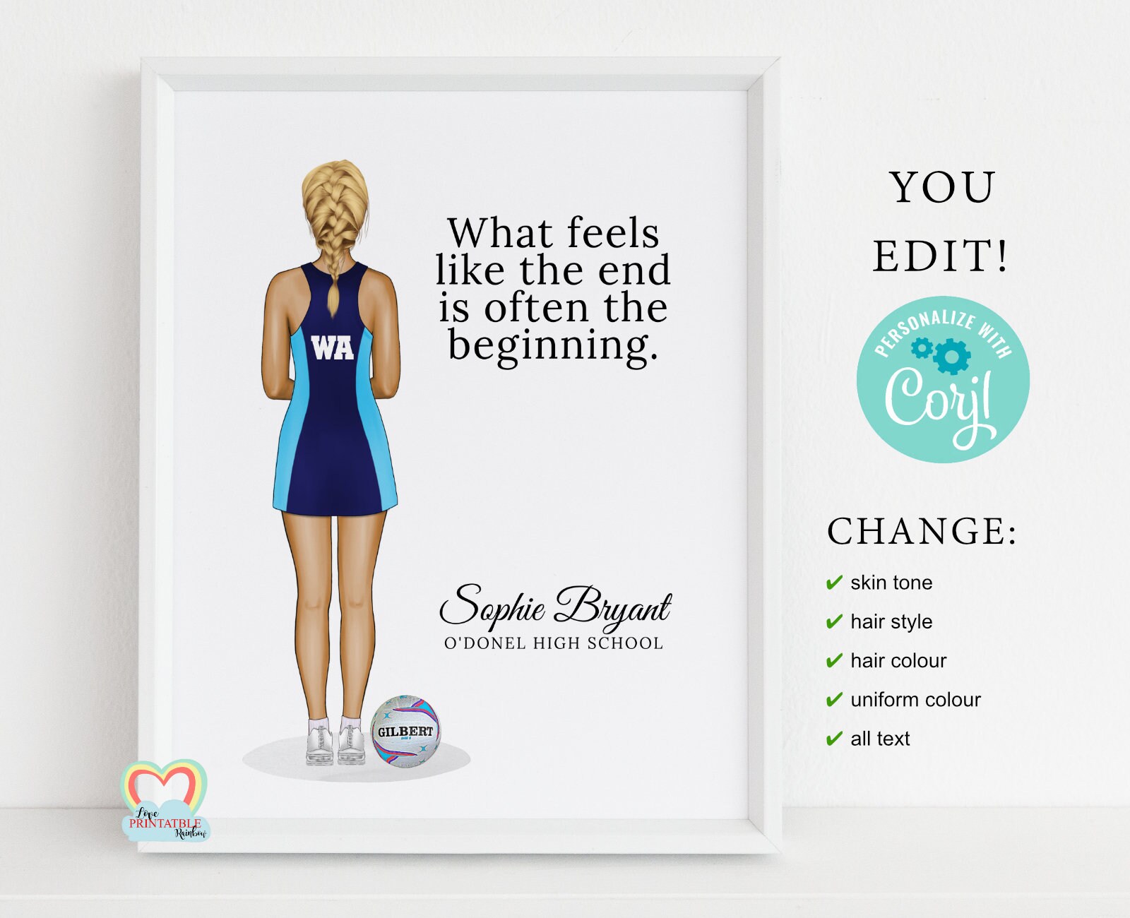 Netball Graduation Gift Printable Netball Print Personalised - Etsy UK