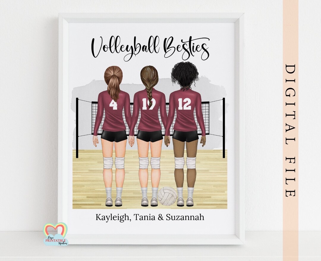 Volleyball Gifts Printable Volleyball Besties Wall Art Personalised ...
