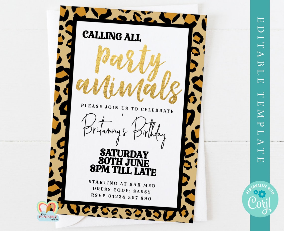 Printable Leopard Print Party Invitation Animal Print Birthday | Etsy