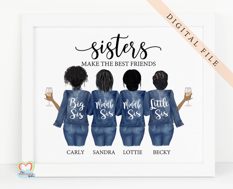 4 Sisters Personalised Printable, 4 Sisters Gift, Sister Quote ...
