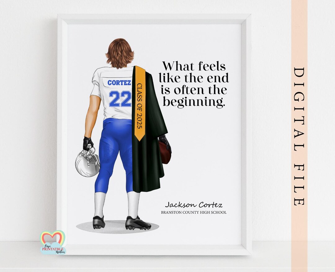 Footballer Graduation Printable Gift American Football Illustration ...