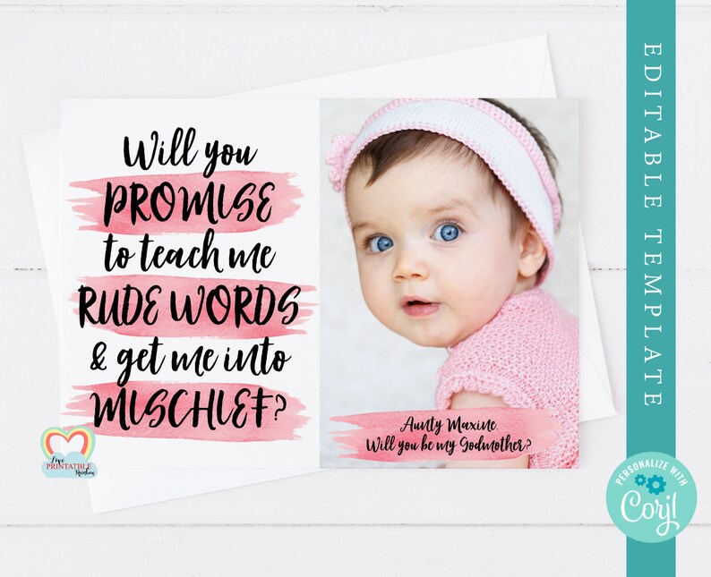 Editable Godmother Card Will You Be My Godmother Printable Etsy