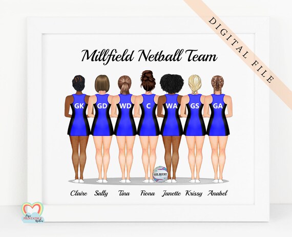 Netball Team Gifts Printable Netball Wall Art Personalised - Etsy