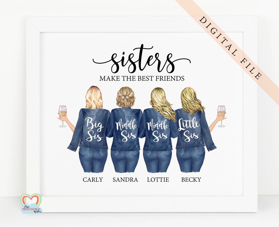 4 Sisters Personalised Printable, 4 Sisters Gift, Sister Quote ...