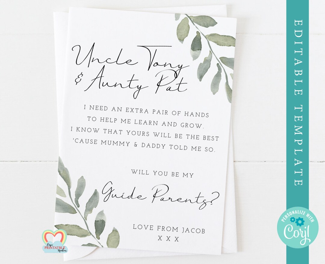 EDITABLE Guide Parents Card, Will You Be My Guide Parents Printable ...