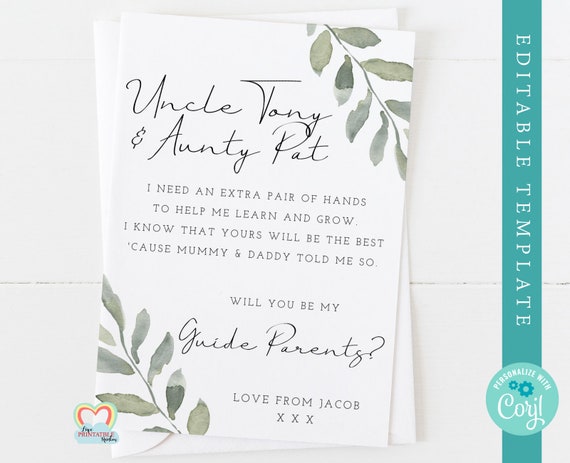 EDITABLE Guide Parents Card Will You Be My Guide Parents | Etsy