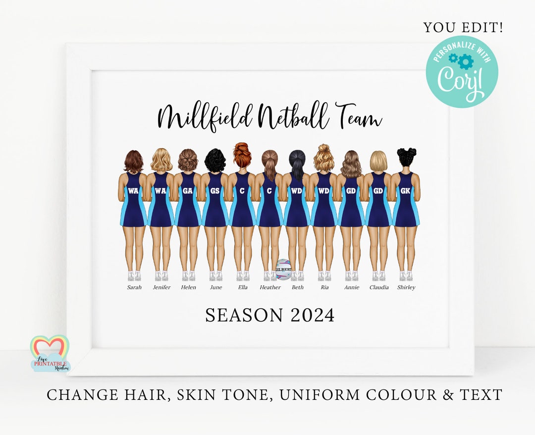 Netball Graduation Gift Printable Netball Print Personalised Gift for ...