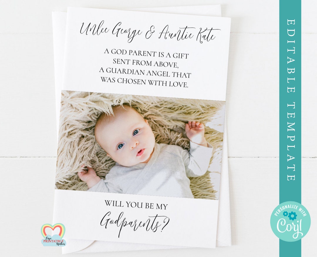 EDITABLE Godparents Card, Will You Be My Godparents Printable ...