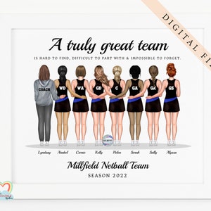 Personalized Netball Team Print: Netball Gift for Daughter (digital PDF ...