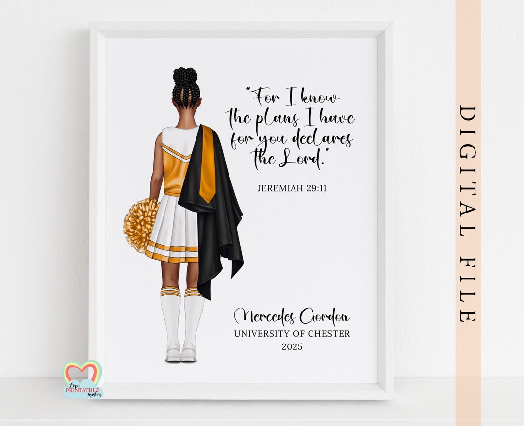 Personalized Cheerleader Graduation Digital Print | Custom Bible Verse ...