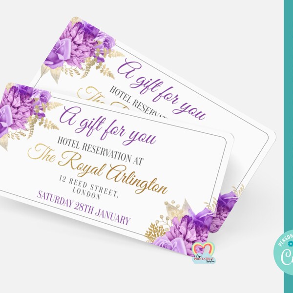 Hotel Reservation Gift Certificate Template - Etsy