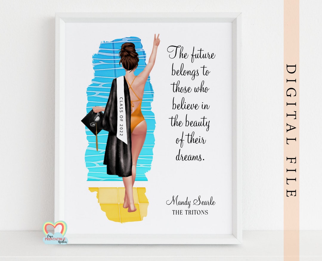 Swimming Graduation Print: Motivational Swim Quote, Girl's Room ...