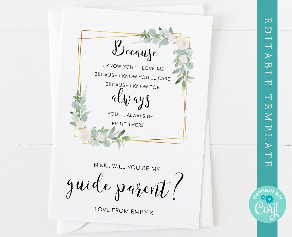 EDITABLE Guide Parent Card Will You Be My Guide Parent - Etsy