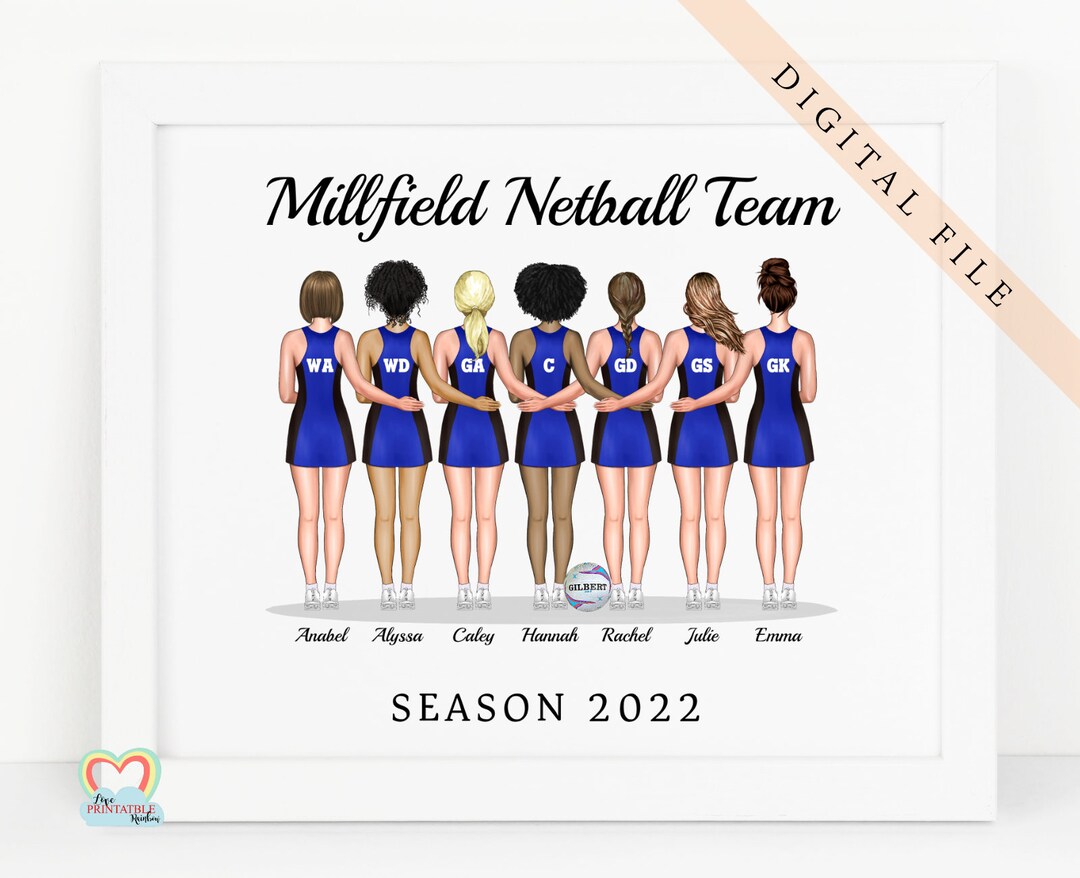 Netball Team Gifts Printable Netball Wall Art Personalised - Etsy