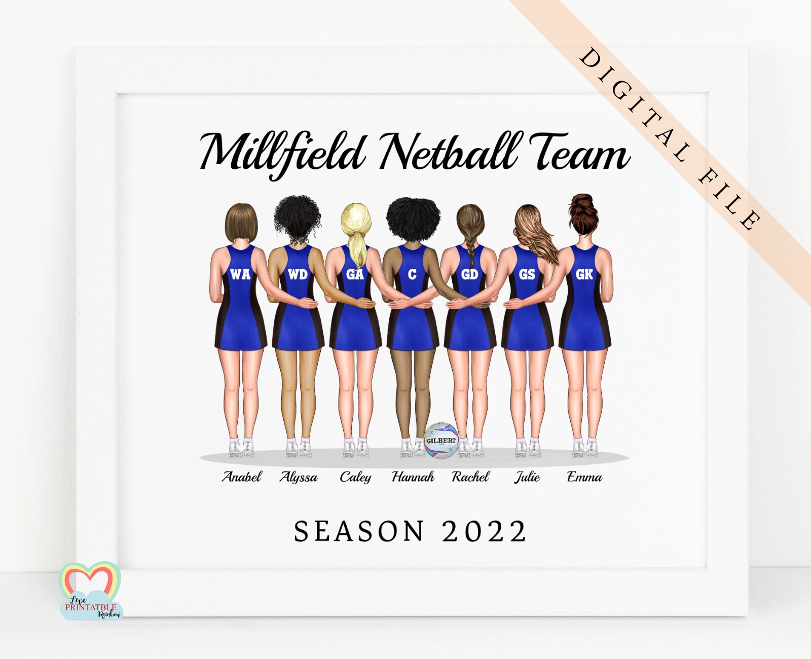 Netball Team Gifts Printable Netball Wall Art Personalised - Etsy UK