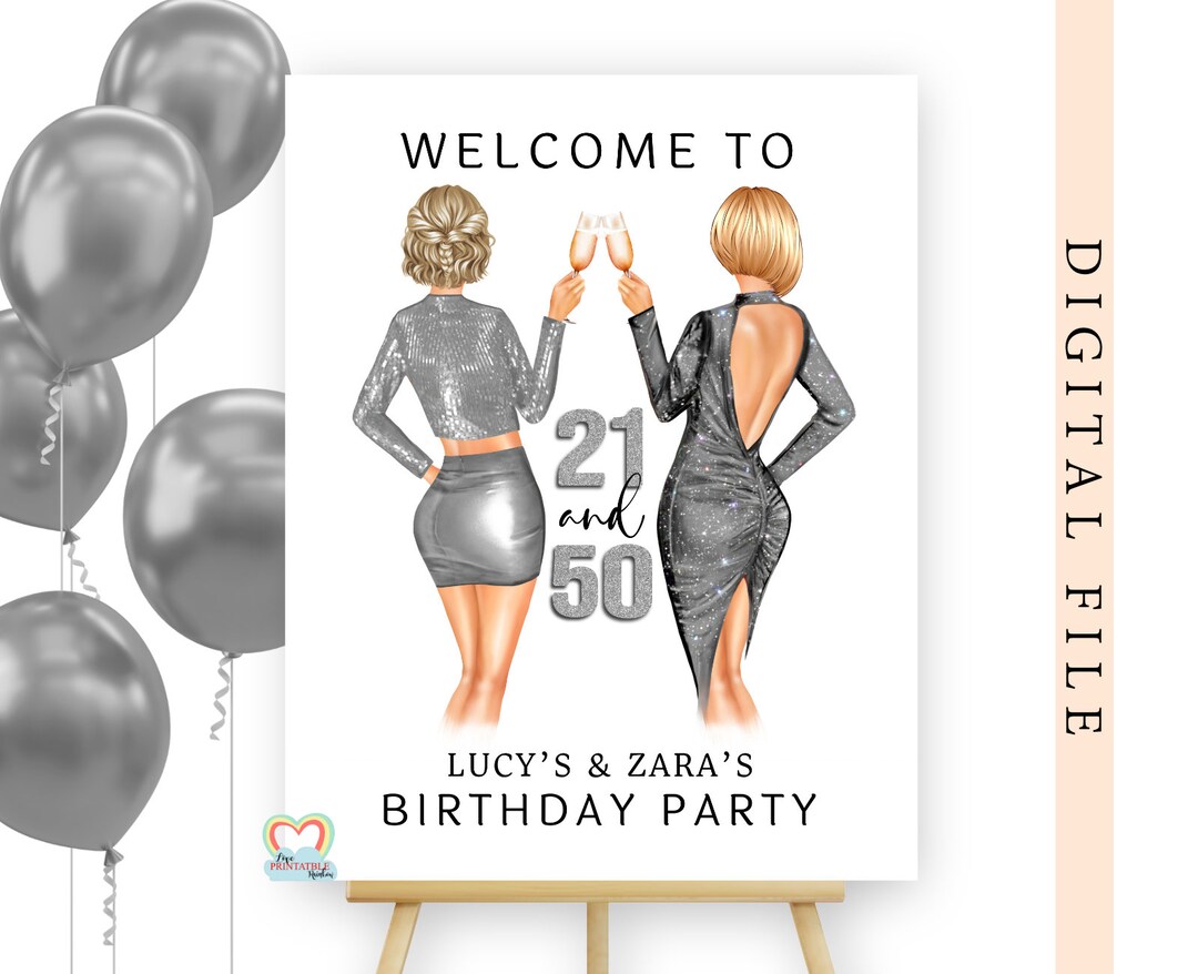 Joint Birthday Party Welcome Sign Printable Welcome to Party Sign 40th ...