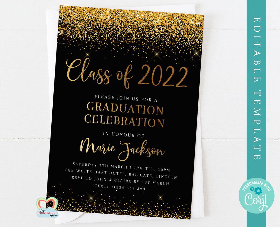 Personalised Graduation Invitation Template Class of 2022 - Etsy