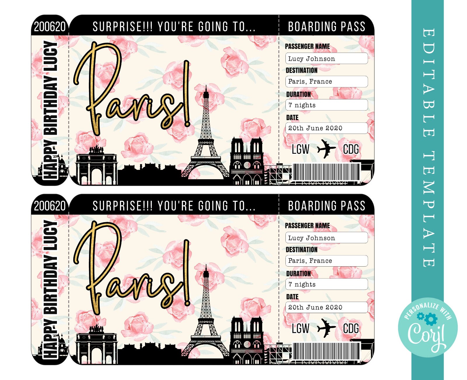 French Boarding Pass Template