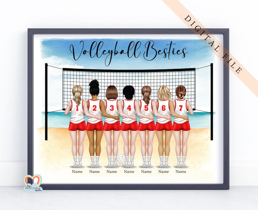 Volleyball Gifts Printable Volleyball Besties Wall Art Personalised ...