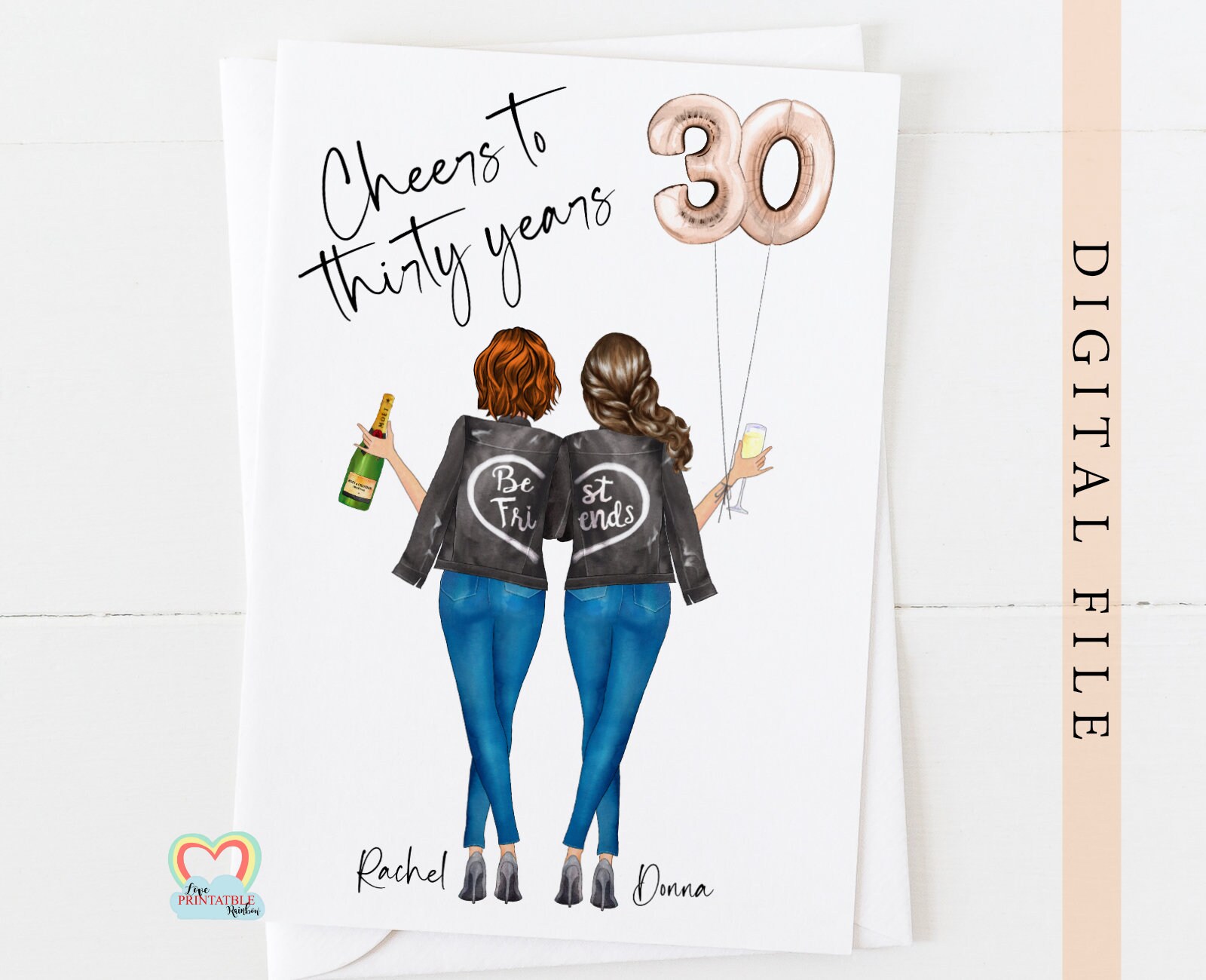 Best Friend 30th Birthday Card Printable Personalised 30th - Etsy UK