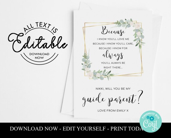 EDITABLE guide parent card will you be my guide parent | Etsy