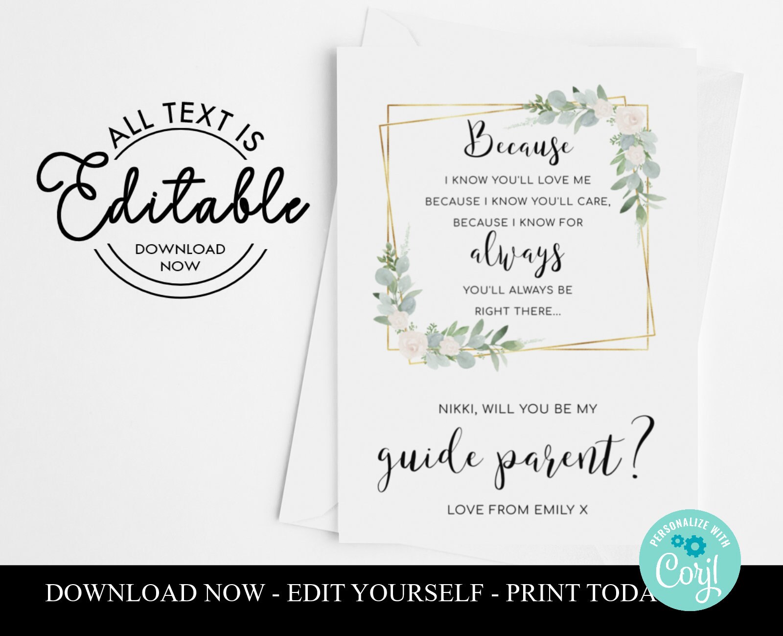 EDITABLE guide parent card will you be my guide parent | Etsy