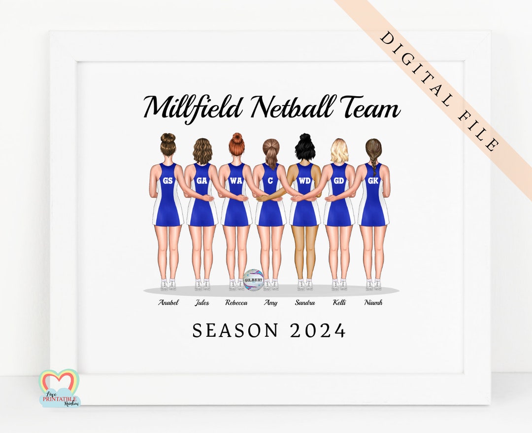 Netball Team Gifts Printable Netball Wall Art Personalised Netball Gift ...