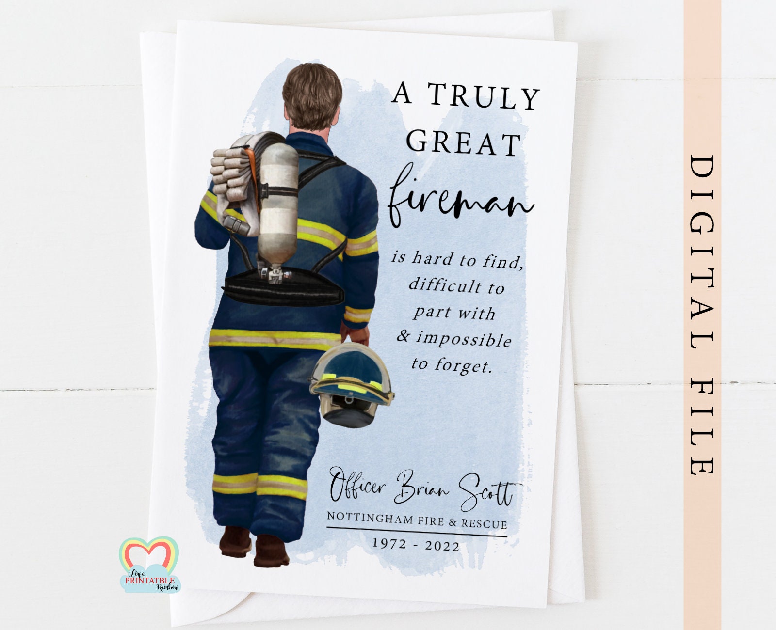 Personalised Fireman Card Printable Thank You Fireman Card - Etsy UK