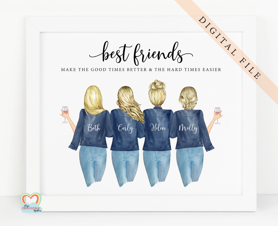 Personalised 4 Best Friends Print Card Printable Best Friend Quote ...