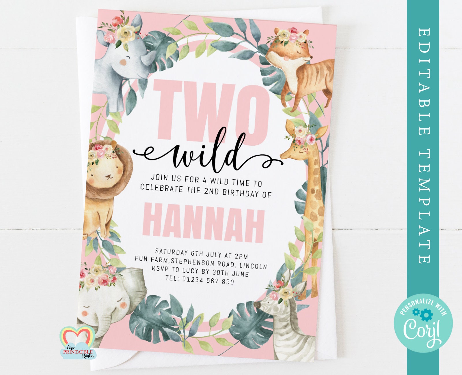 Two Wild Invitation Printable Two Wild Birthday Invitation | Etsy