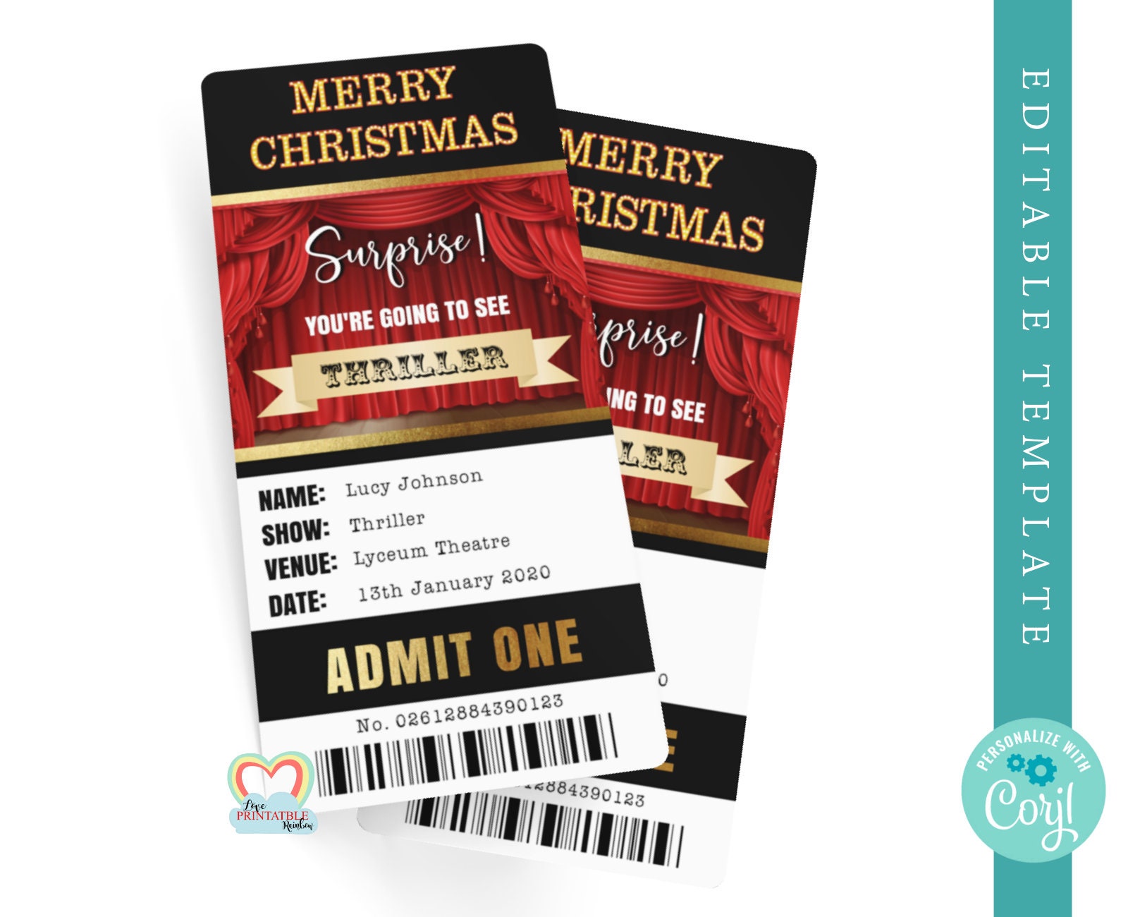 Theatre Ticket Printable Theatre Gift Christmas Gift | Etsy