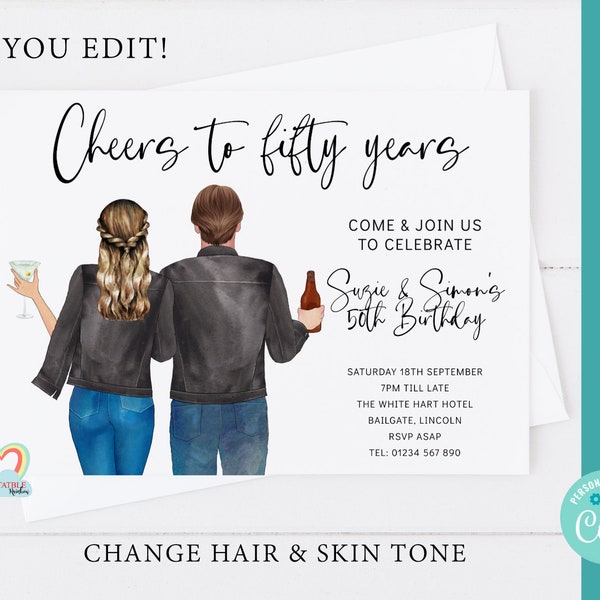Joint 50th Birthday Invitation - Etsy