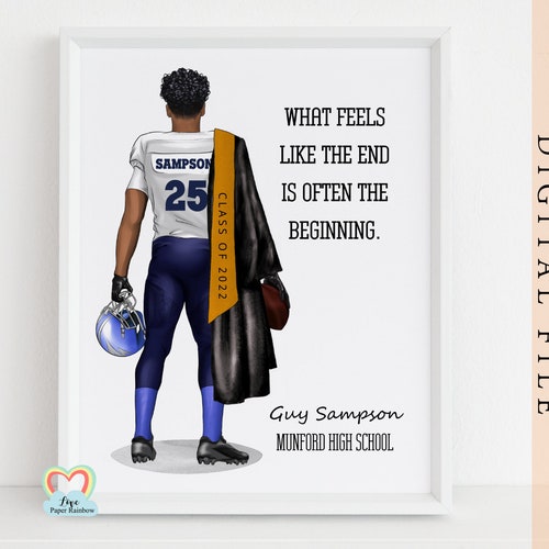 Footballer Graduation Printable Gift American Football - Etsy