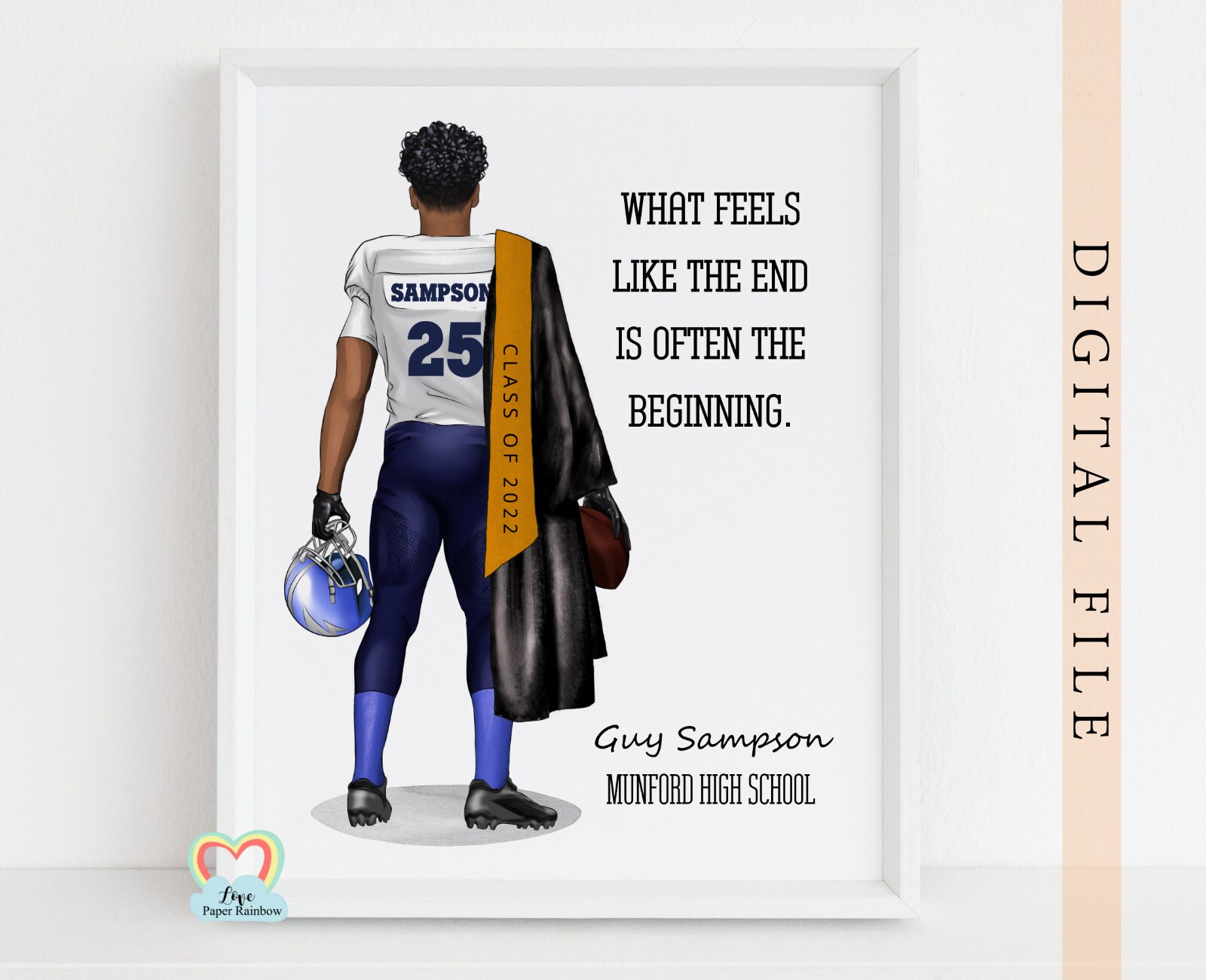 Footballer Graduation Printable Gift American Football - Etsy