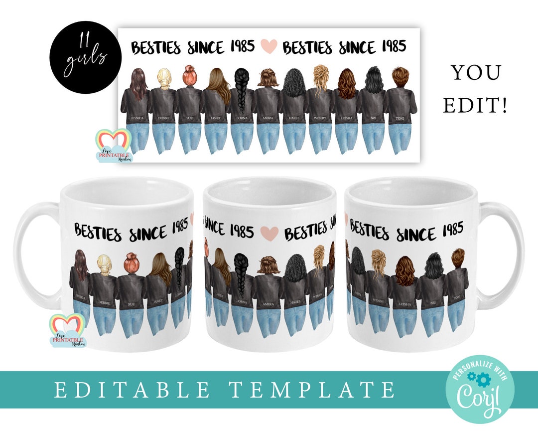 Best Friends Mug Sublimation Template Editable Best Friend - Etsy