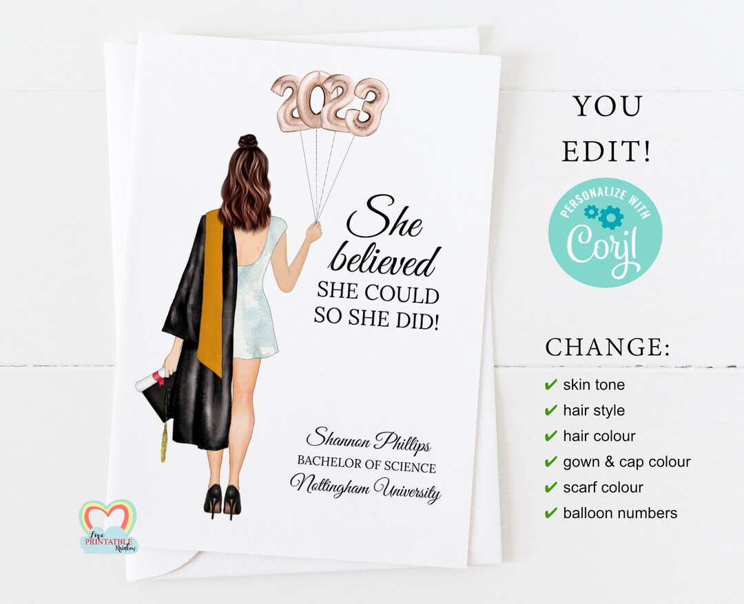 Personalized Graduation Card Girl Graduation Printable Afro - Etsy