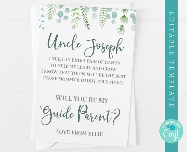 EDITABLE Guide Parent Card Will You Be My Guide Parent - Etsy