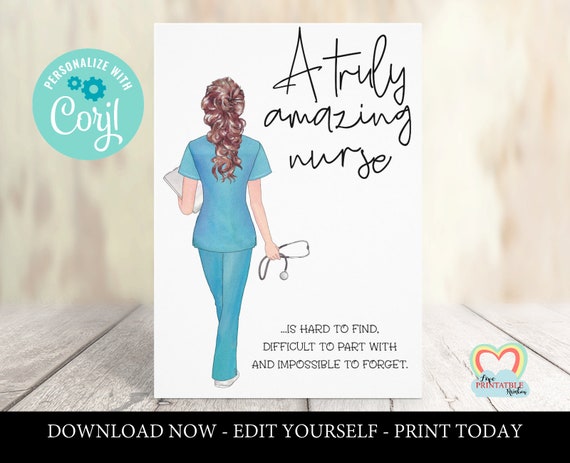Personalised nurse card printable thank you nurse card | Etsy