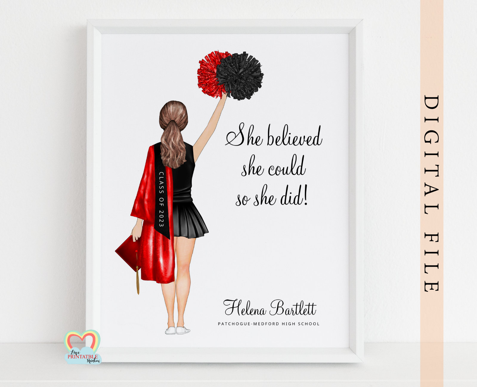 Personalized Cheerleader Graduation Print Cheer Girl - Etsy