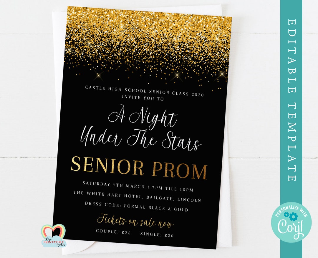 Prom Invitation Printable A Night Under the Stars Prom Senior Prom ...