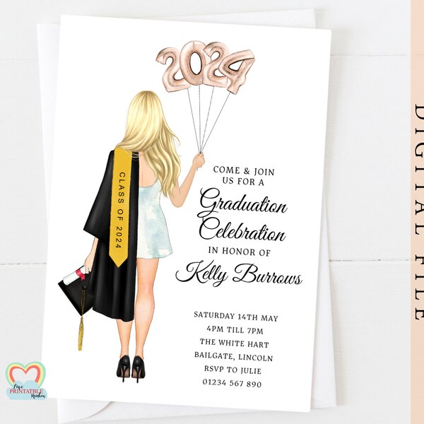 Paper Girl Graduation Party Invitations - Etsy
