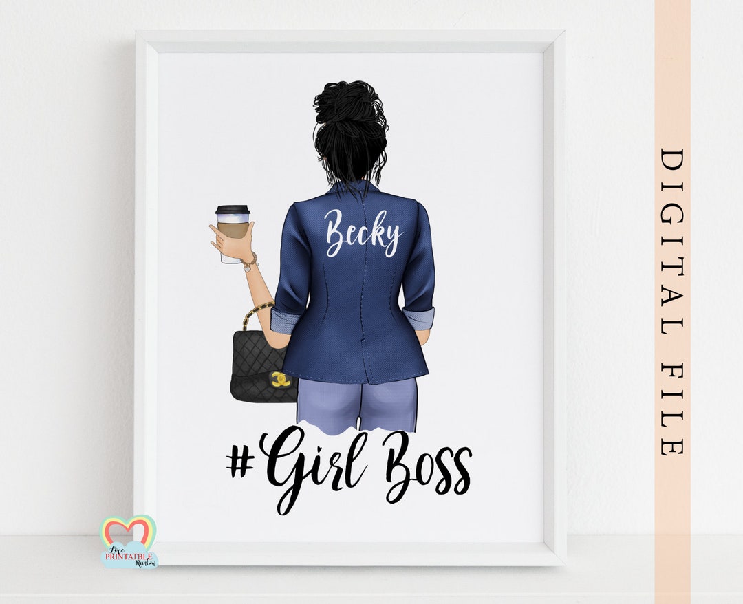 Personalized Girl Boss Art Print, Women Power, Women Boss, Custom Woman ...