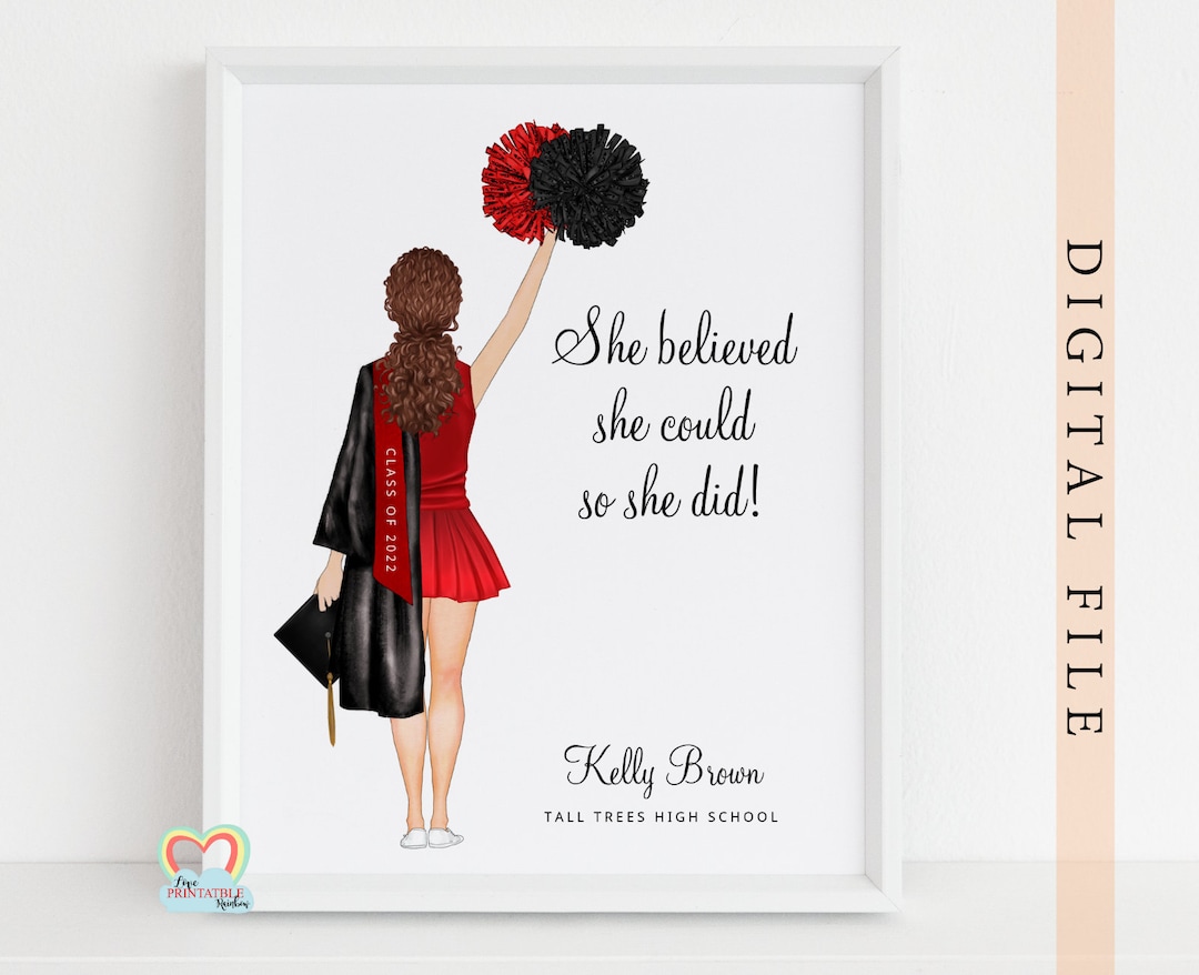 Cheerleader Graduation Print: Personalized Class of 2021/2022 (digital ...
